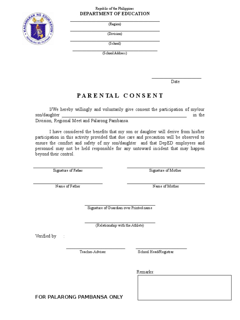 Parental Consent for Student Participation | PDF