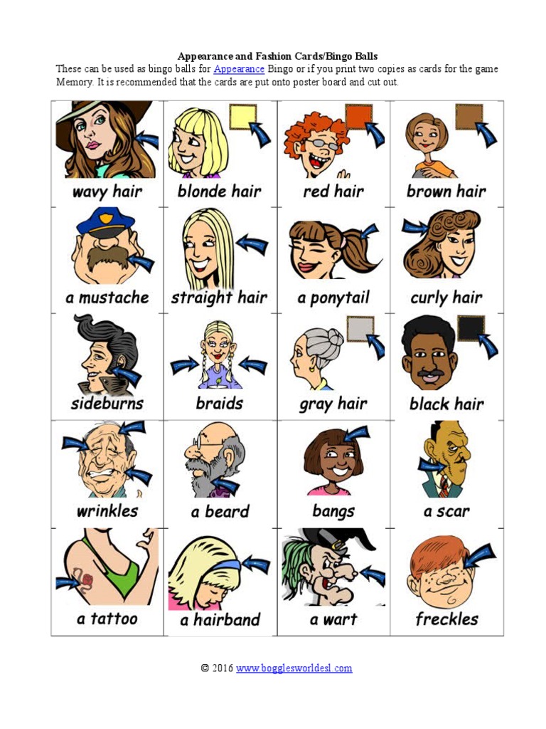 Appearance Bingo Cards | PDF