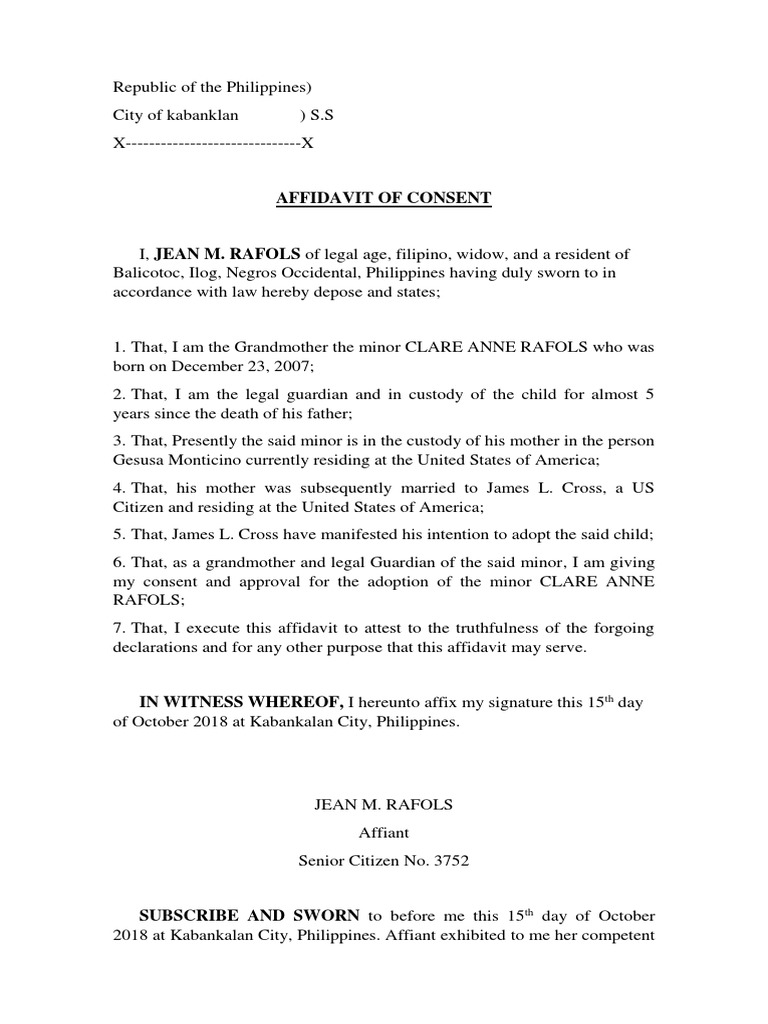 Affidavit of Consent | PDF