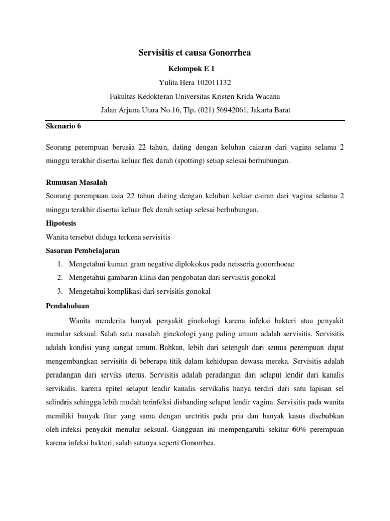 Servisitis Et Causa Gonorrhea | PDF