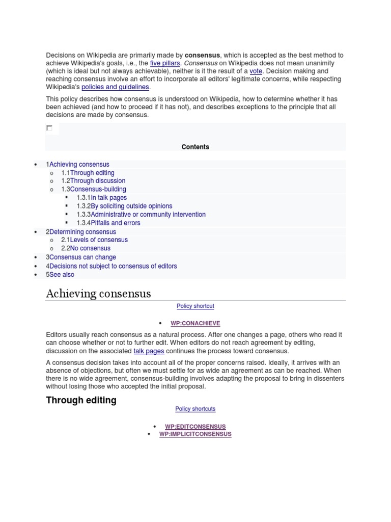 Achieving Consensus: Five Pillars Vote Policies and Guidelines | PDF ...