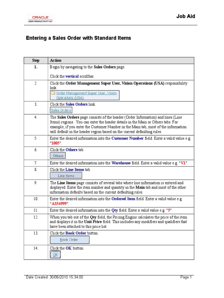 How to Enter a Sales Order Step-by-Step | PDF
