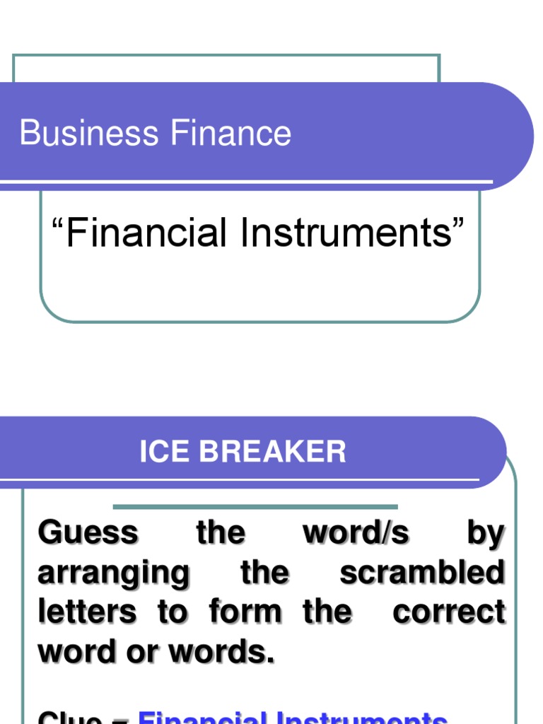 Financial Instruments | PDF | United States Treasury Security | Stocks