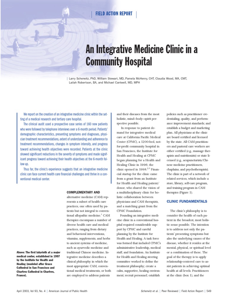 An Integrative Medicine Clinic in A Community Hospital: Field Action ...