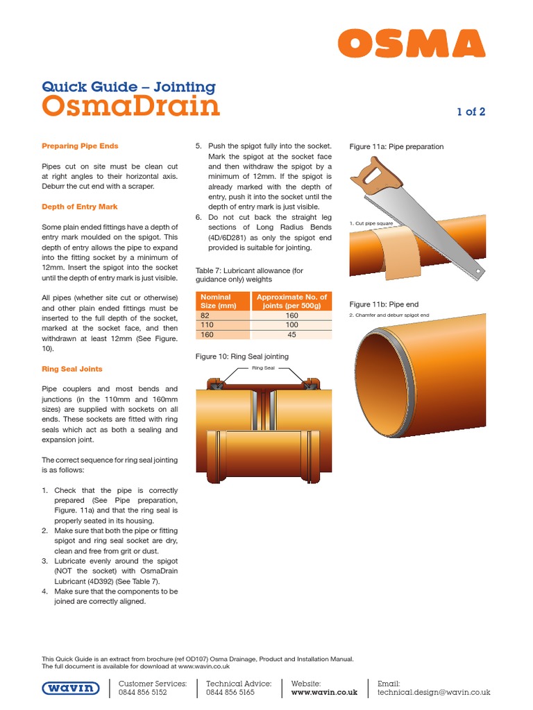 OsmaDrain Jointing Quick Guide | PDF | Tap (Valve) | Pipe (Fluid ...