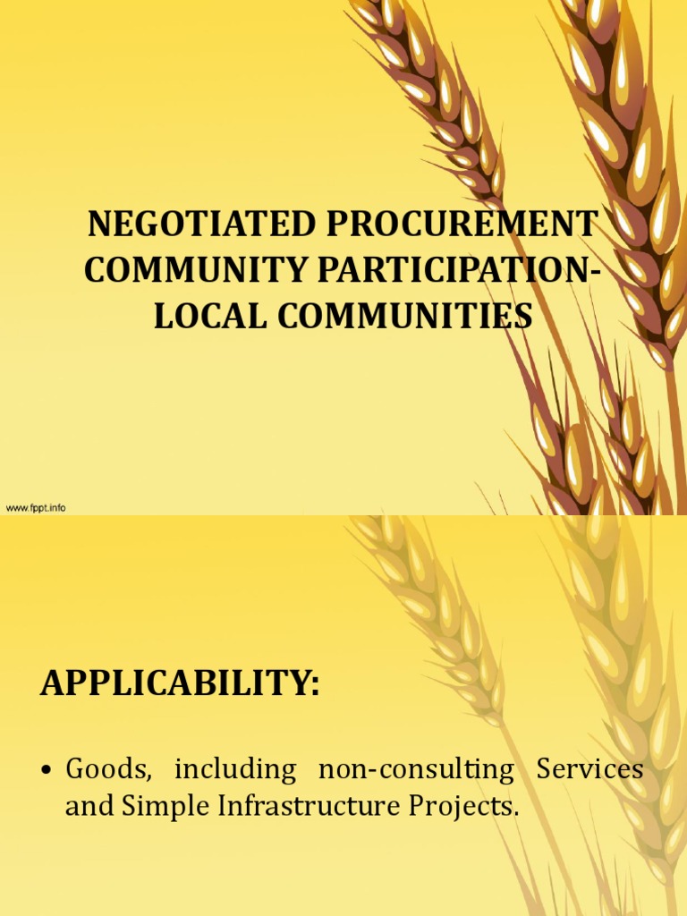 Negotiated Procurement - Community Based Participation | PDF ...