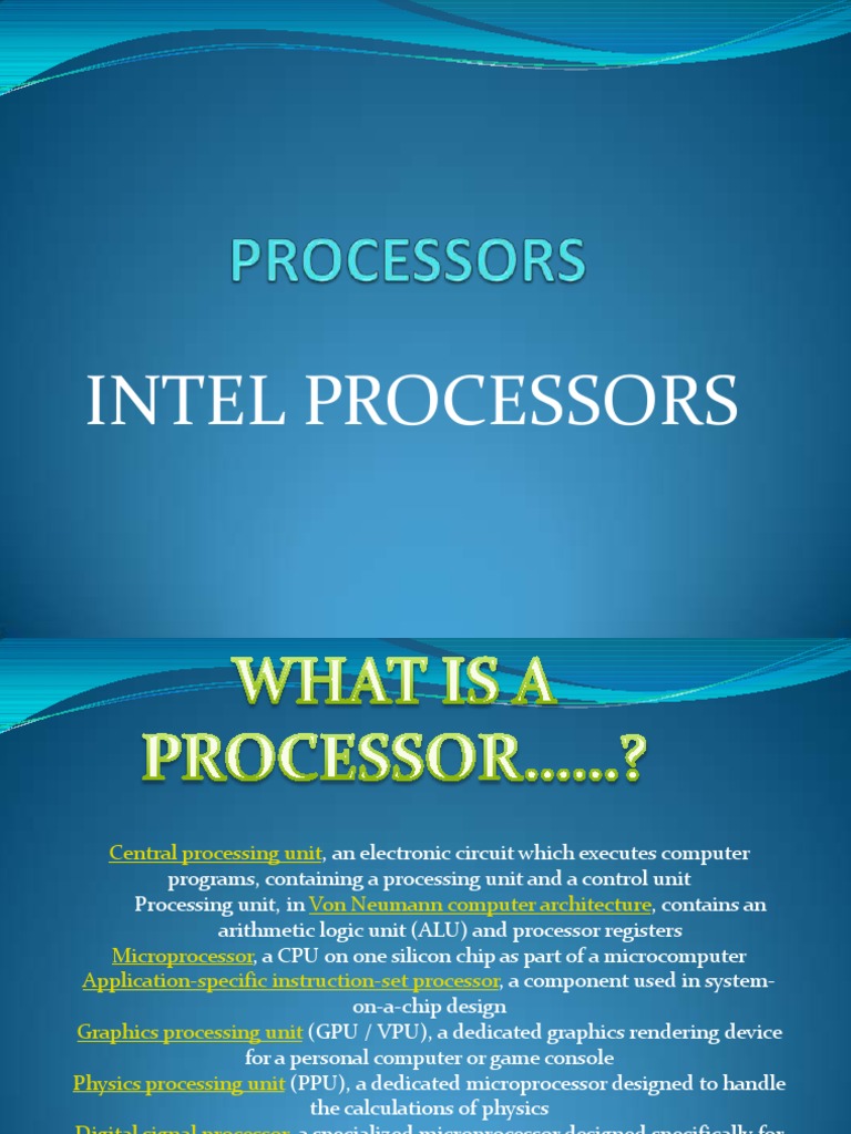 Intel Processors | PDF | Central Processing Unit | Microprocessor