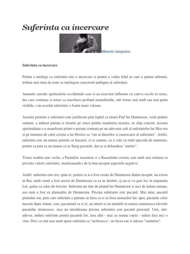 Suferinta Ca Incercare | PDF