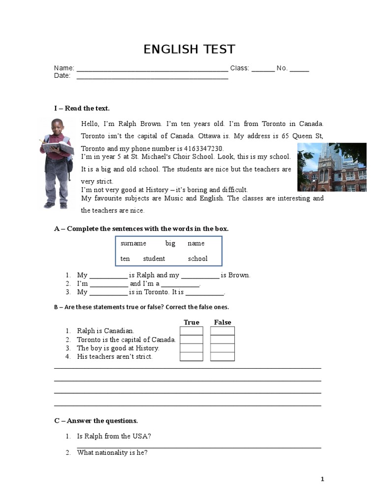 English Test: I - Read The Text | Download Free PDF | Linguistics