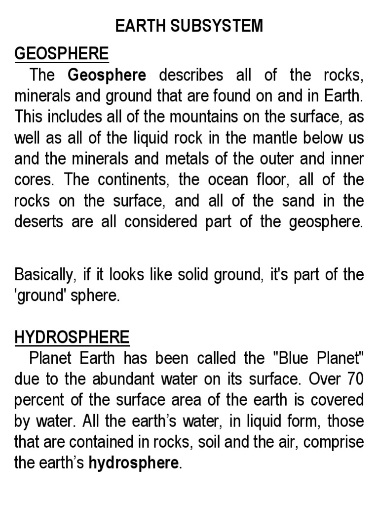 Earth Subsystem | PDF | Atmosphere Of Earth | Earth