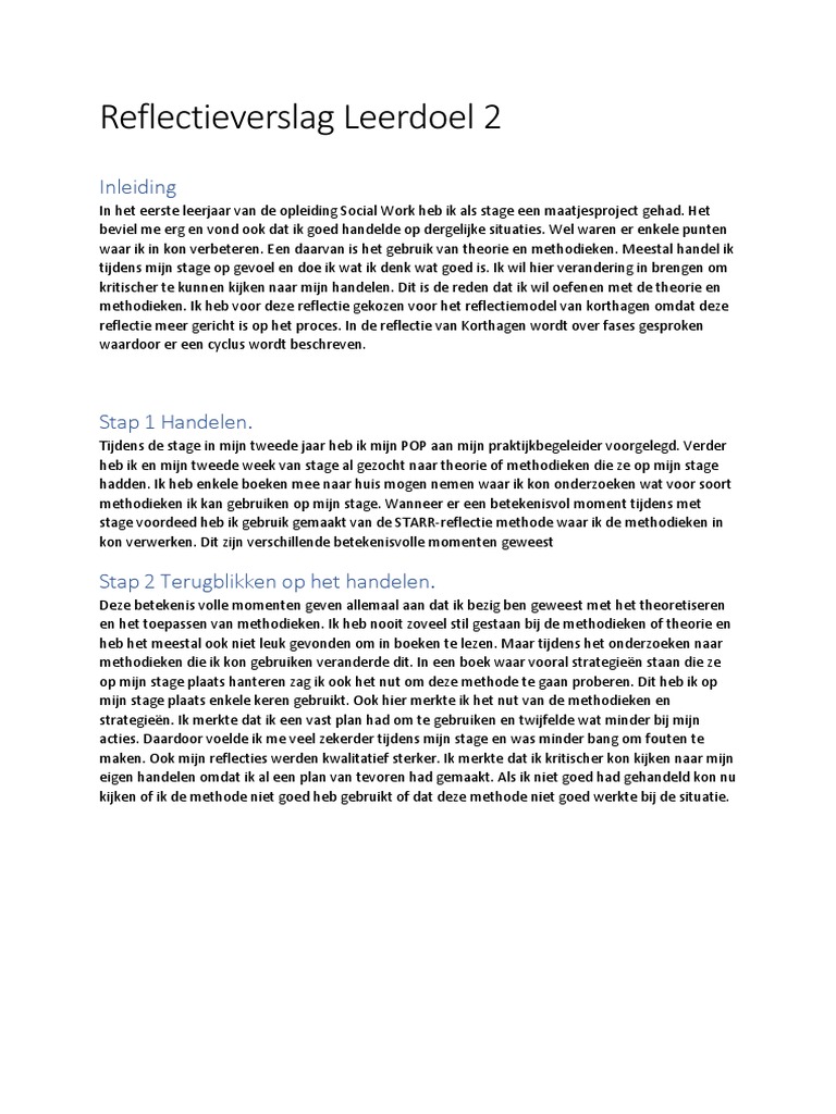 Reflectieverslag Leerdoel 2 | PDF
