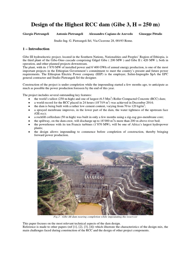 Design of The Highest RCC Dam Gibe 3 | PDF | Spillway | Dam