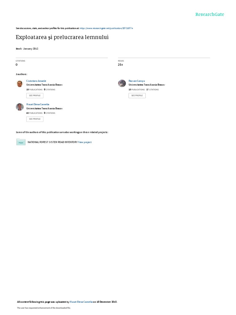 Exploatarea Şi Prelucrarea Lemnului: January 2012 | PDF