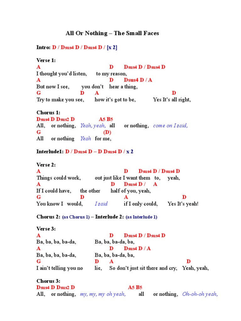 All or Nothing - The Small Faces | PDF | Language Arts & Discipline