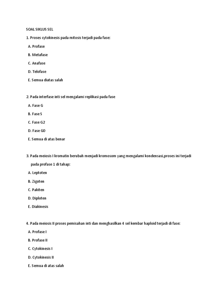 Soal Siklus Sel | PDF