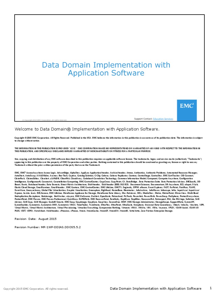 Data Domain® Implementation With Application Software - MR-1WP-DDIAS ...