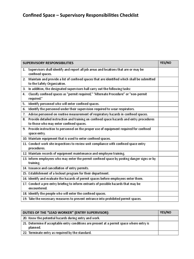 Supervisory Responsibilities Checklist Ps | PDF | Safety | Occupational ...