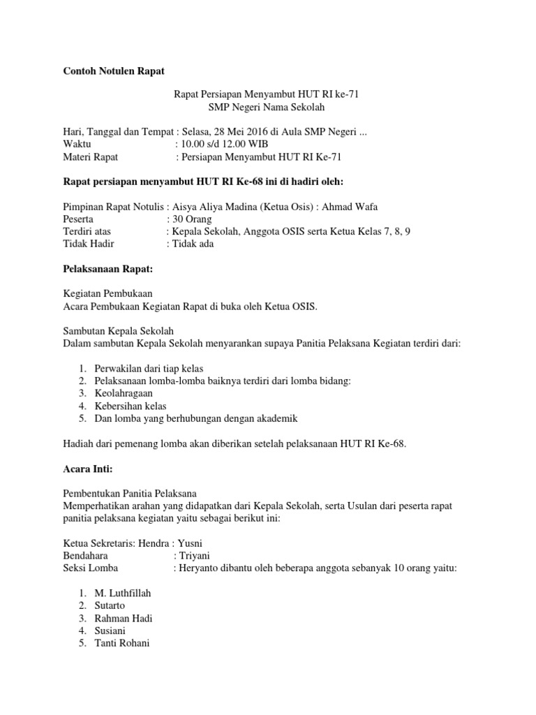 Contoh Notulen Rapat | PDF