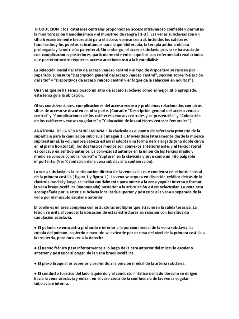 Acceso Venoso Subclavio: Guía Completa | PDF | Terapia intravenosa | Vena