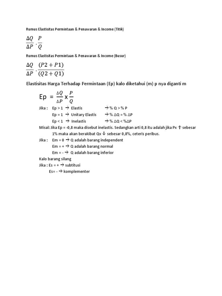 Rumus Elastisitas Permintaan | PDF