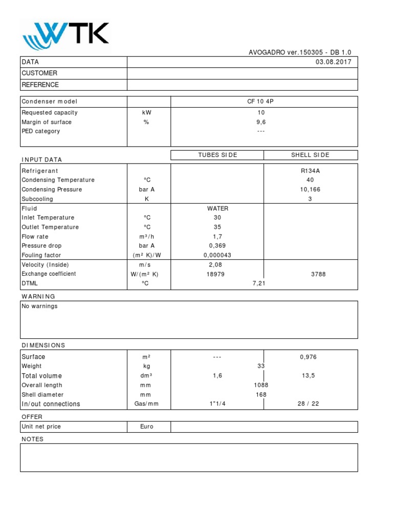 Condenser Model: Input Data | PDF | Heat Exchanger | Thermodynamics