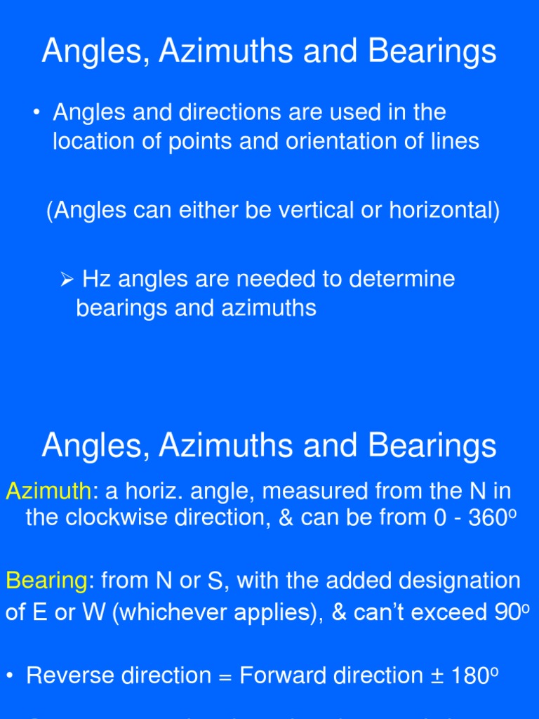 Angles, Azimuths, Bearings and Traverse Surveying: Key Concepts and ...