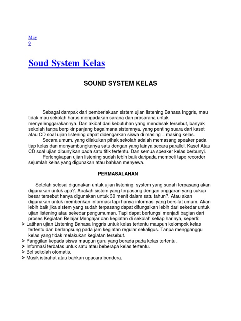Proposal Sound System | PDF