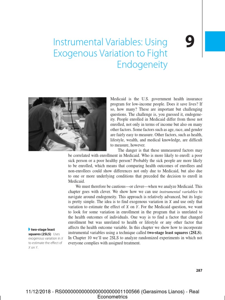 Instrumental Variables, Bailey | PDF | Endogeneity (Econometrics) | Ordinary Least Squares