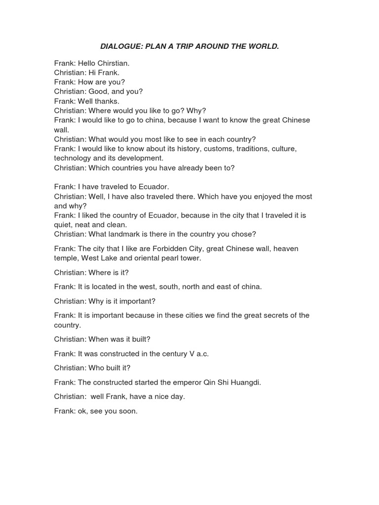 Dialogue: Plan A Trip Around The World | PDF