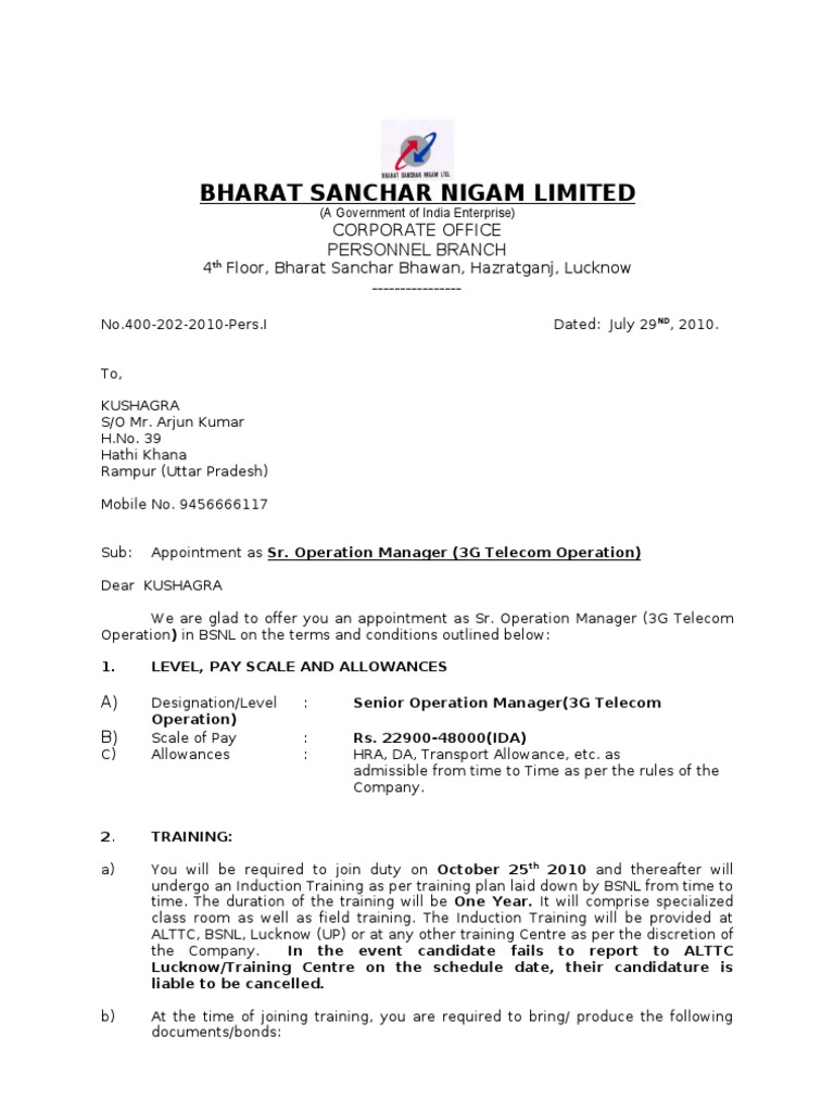 Appointment Letter | PDF | Public Law | Government