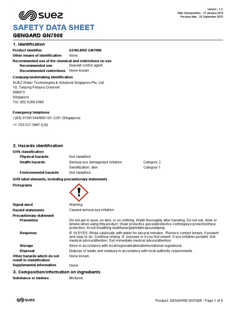 MSDS | PDF | Toxicity | Personal Protective Equipment
