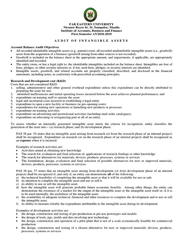 6 Audit of Intangible Asset and Related Accounts Feu Rev | PDF ...