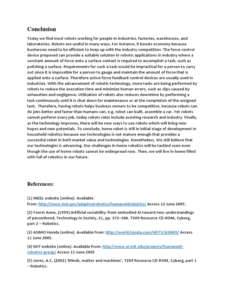 Conclusion Dynamic | Robot | Robotics