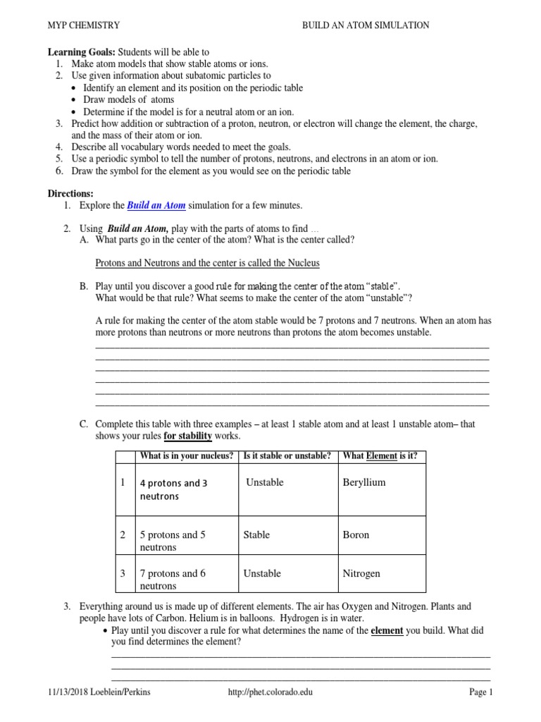 Build An Atom Formative Assessment | PDF | Atoms | Ion