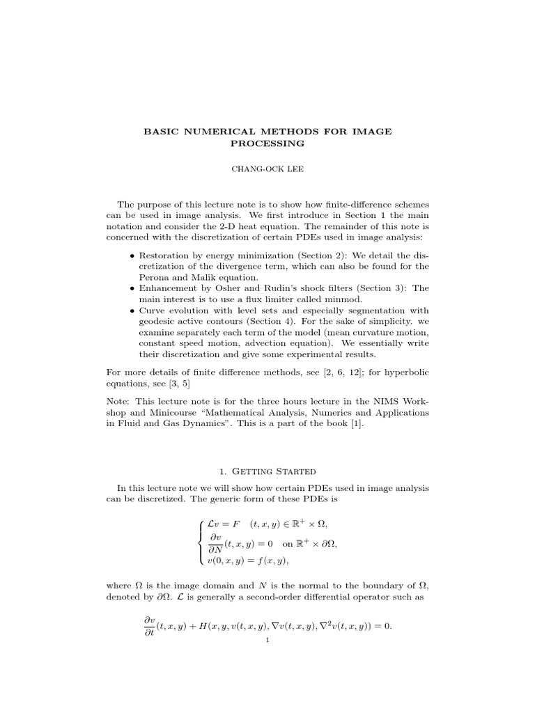 Numerical Methods Image Processing | PDF | Partial Differential Equation | Numerical Analysis