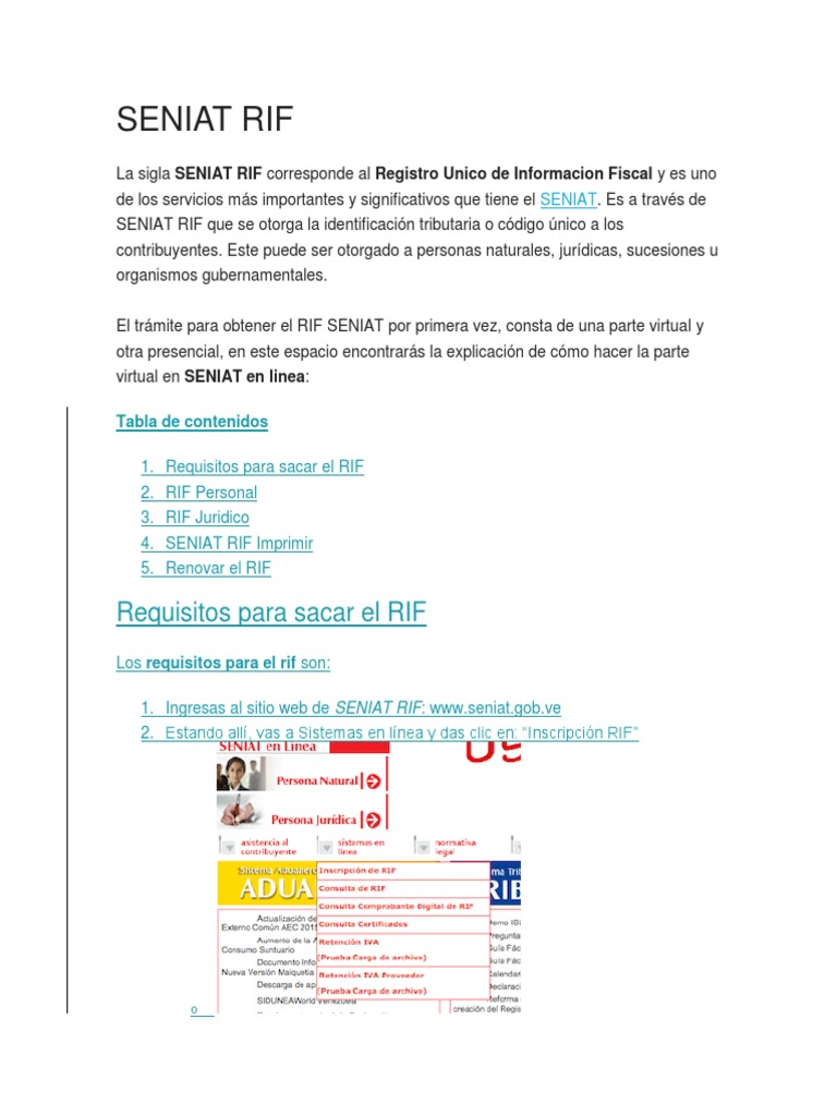 Seniat Rif | PDF | Sociedad de responsabilidad limitada | Business