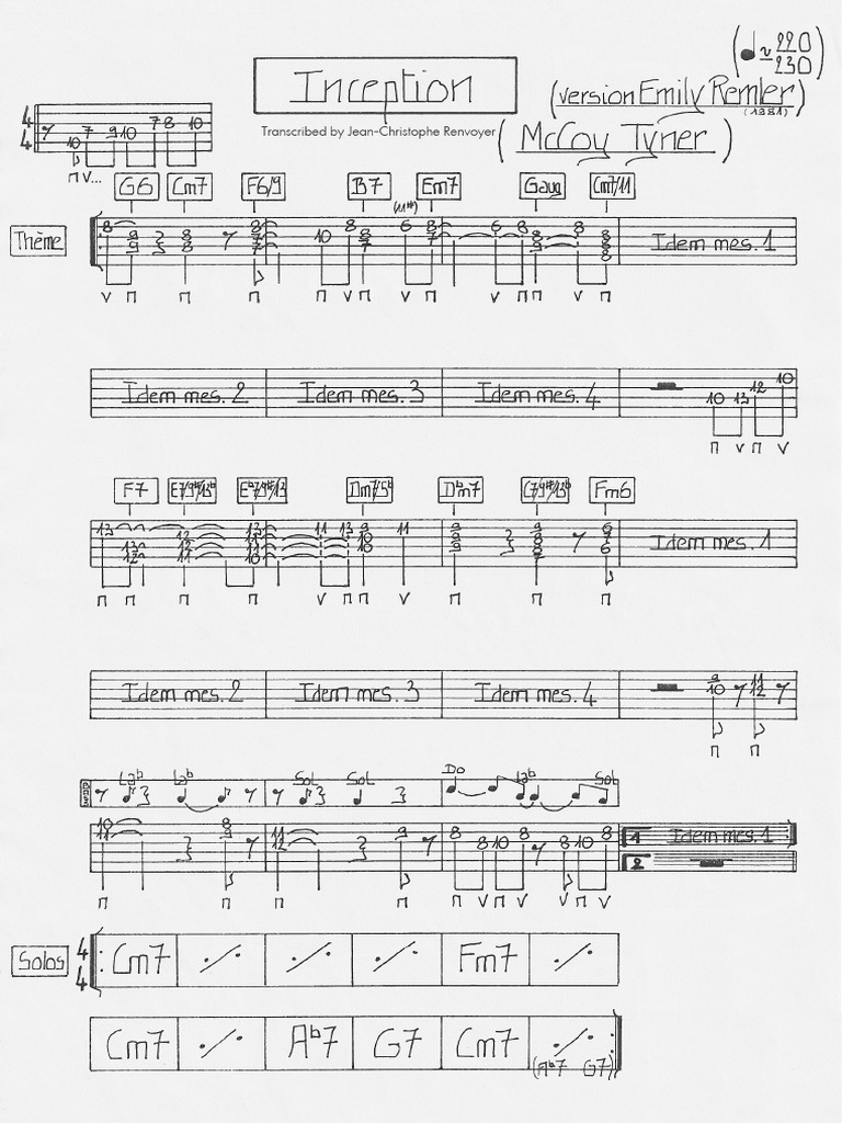 Inception (Theme Tablature) (Emily Remler - Firefly - 1981) | PDF
