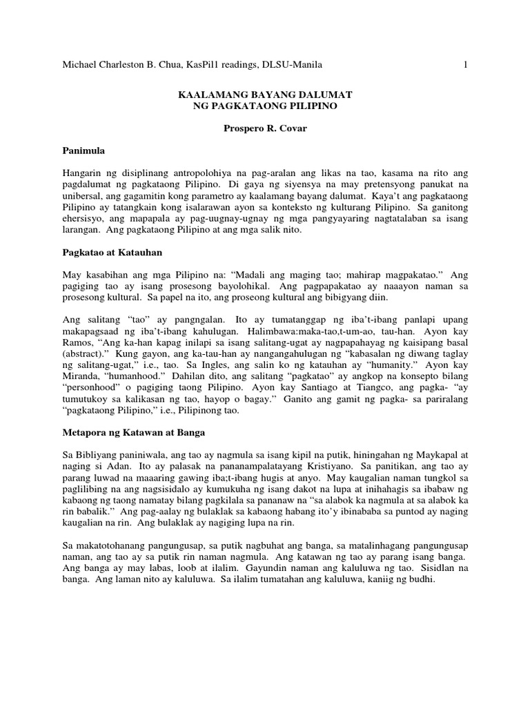 Covar Kaalamang Bayang Dalumat NG Pagkataong Pilipino PDF | PDF Covar Kaalamang Bayang Dalumat NG Pagkataong Pilipino PDF | PDF