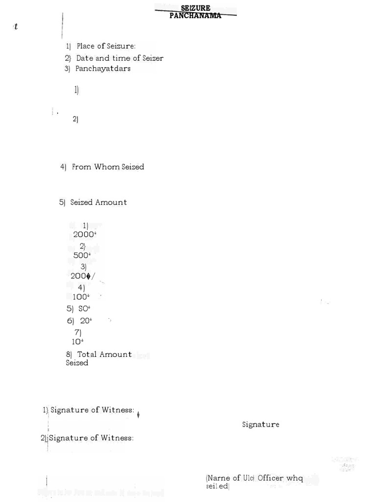 Seizure Panchanama - 1 | PDF