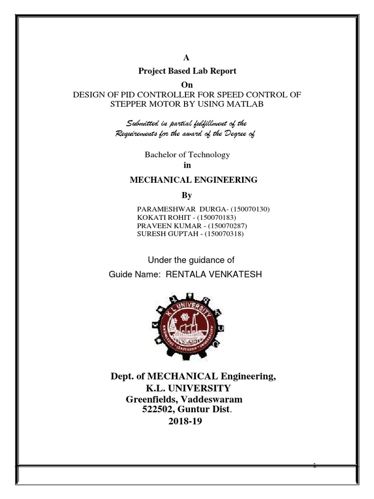 PID Controller Design for Stepper Motor Speed Control in MATLAB | PDF ...
