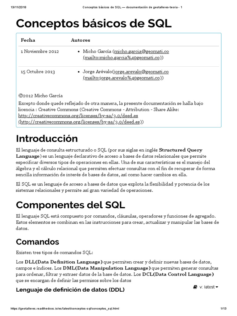 Conceptos Básicos de SQL - Documentación de Geotalleres-Teoria - 1 ...