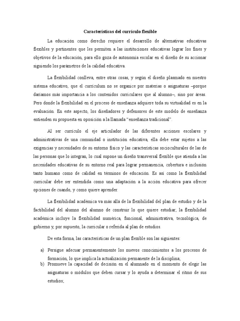 Características Del Currículo Flexible | PDF | Plan de estudios | Maestros
