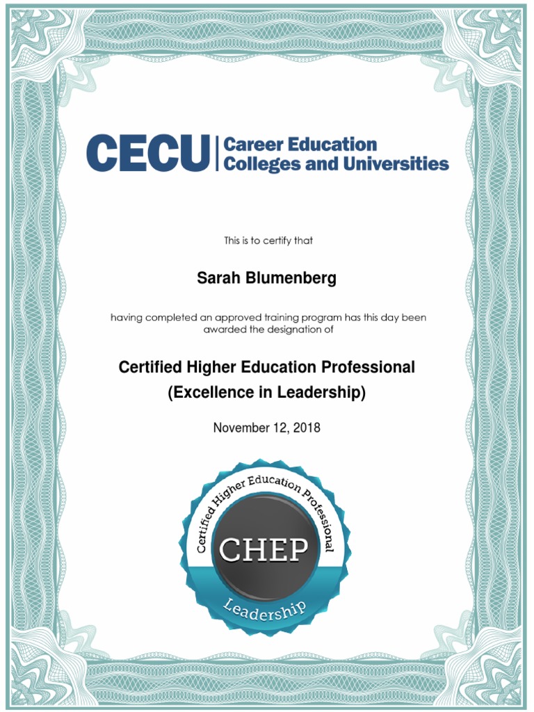 CHEP Certificate | PDF