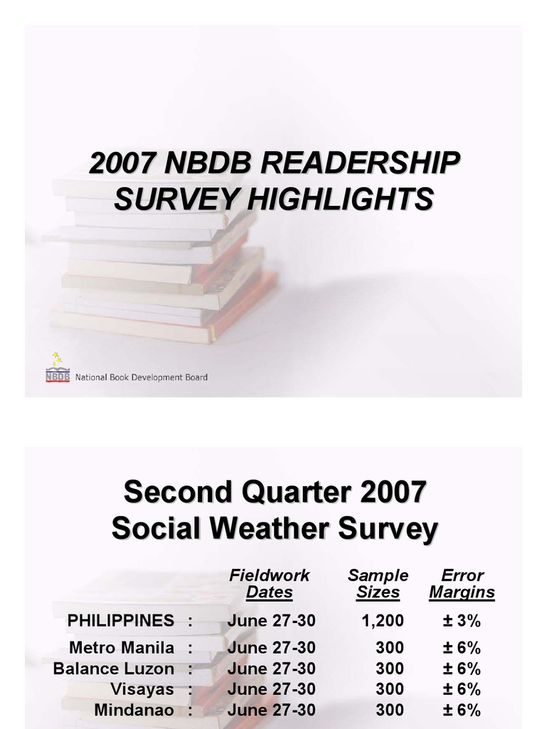 NBDB Readership Survey Highlights | PDF | Philippines