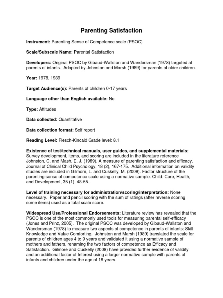 Parental Satisfaction (Parents of Children 0-17, Elementary-High School ...
