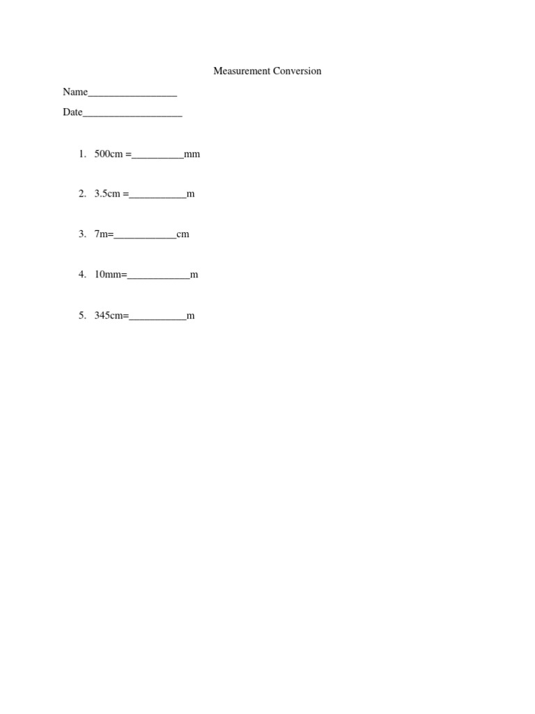 Measurement Conversion Assessment | PDF