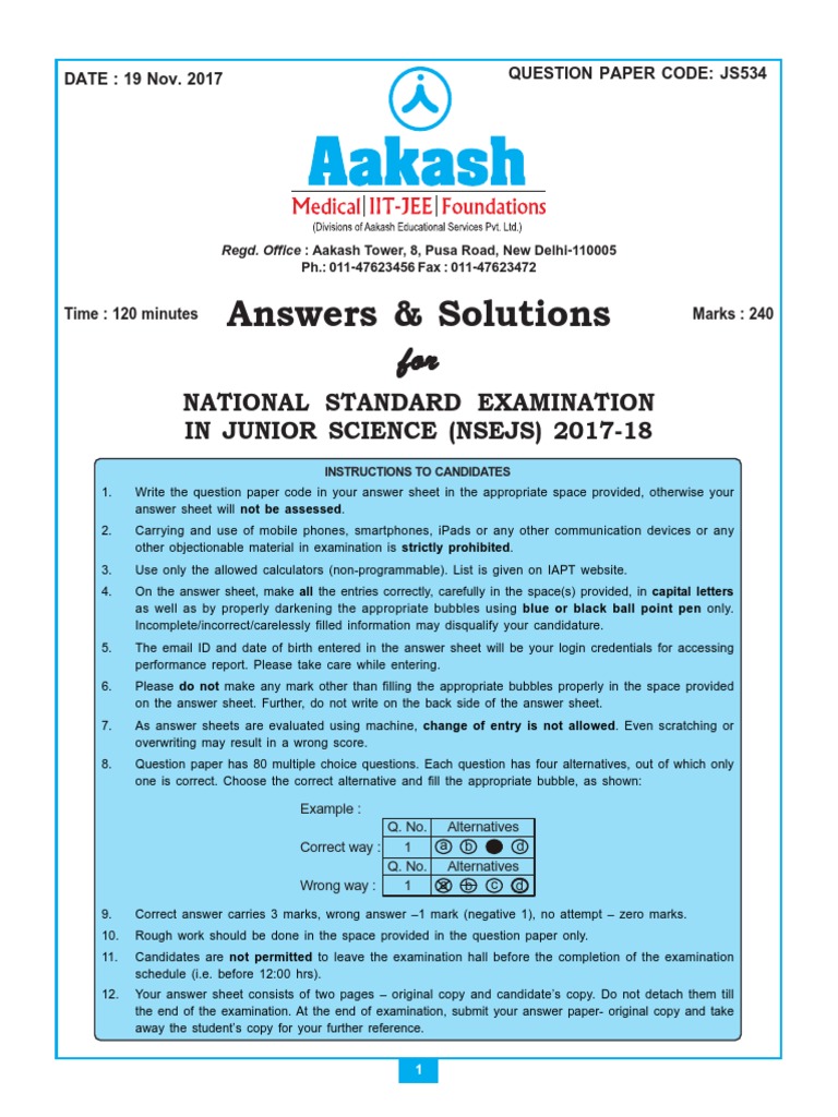 NSEJS 2017 Solutions PDF | PDF | Refraction | Force