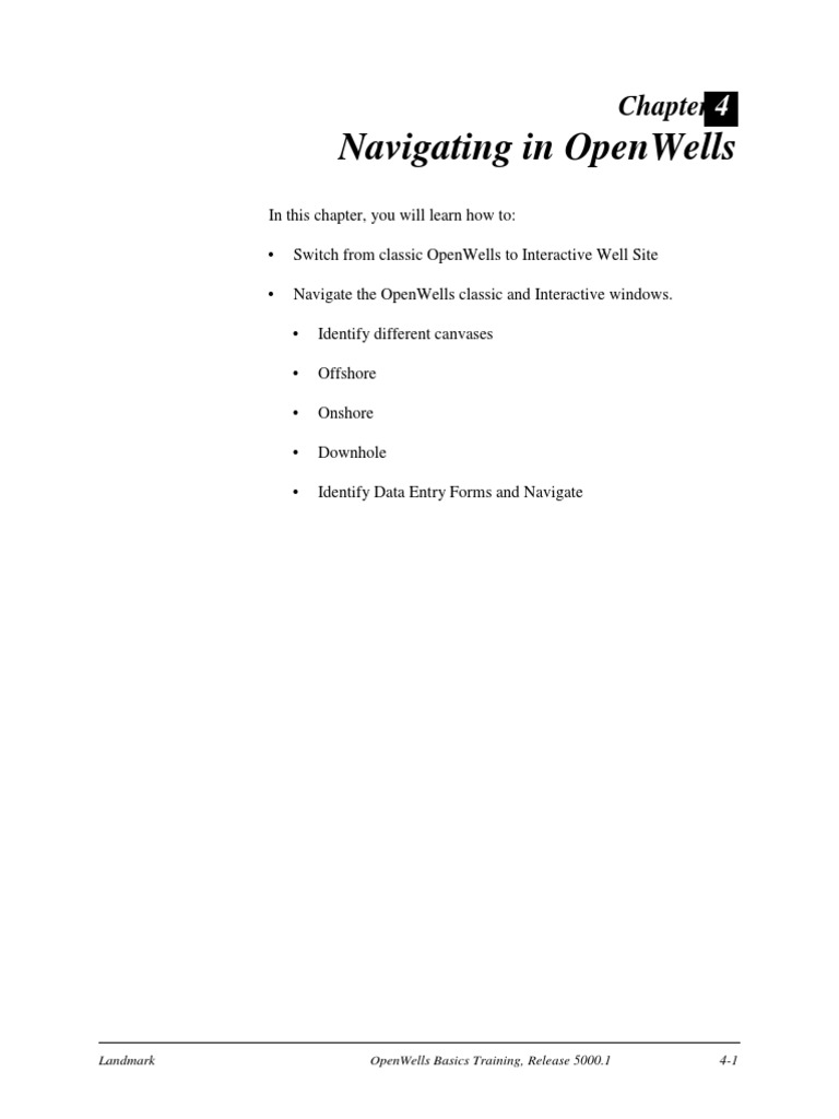 Navigating in Openwells: Landmark Openwells Basics Training, Release ...
