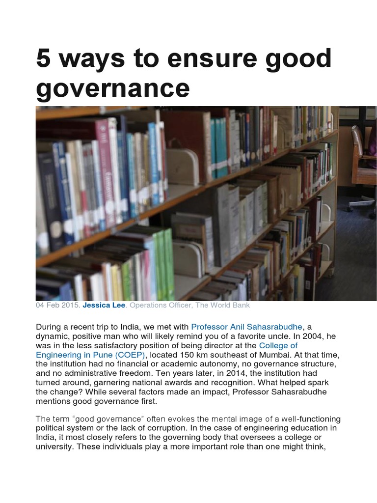 5 Ways To Ensure Good Governance | PDF | Governance | Good Governance