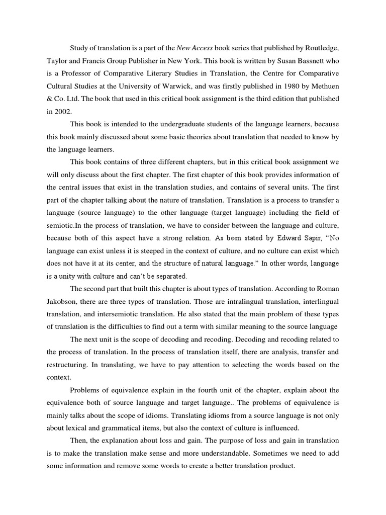 Critical Book Report Translation | PDF | Translations | Idiom